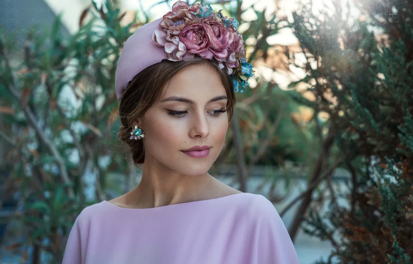 Wallpaper nature, model, portrait, makeup, hairstyle, brown hair, hat ...