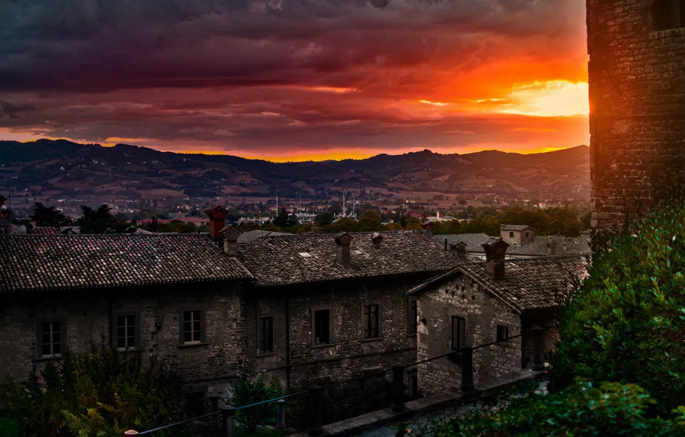 Wallpaper Sunset, Home, Panorama, Roof, Italy, Italy, Sunset, Italia ...