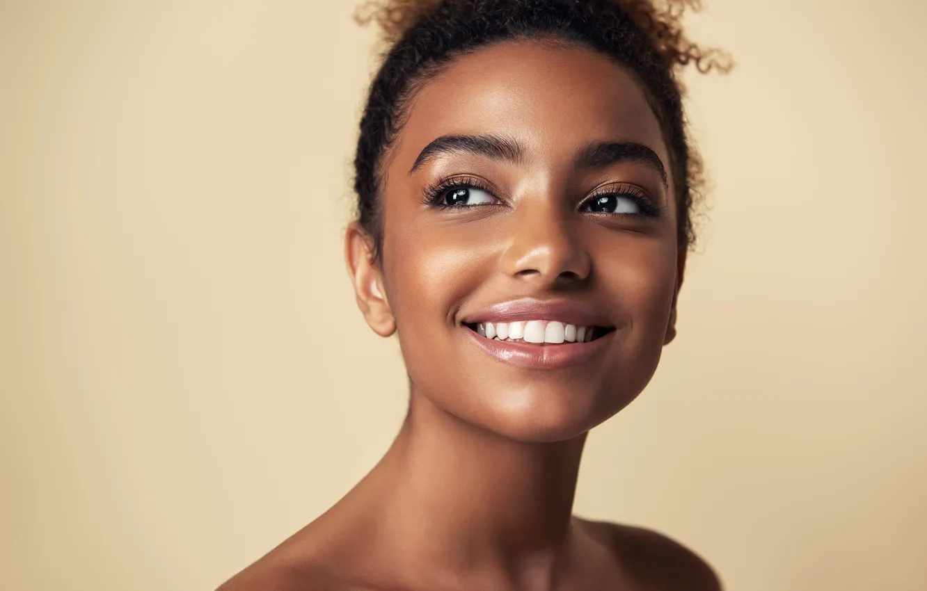 Wallpaper black, woman, smile, model, beauty, face, portrait, skin for ...