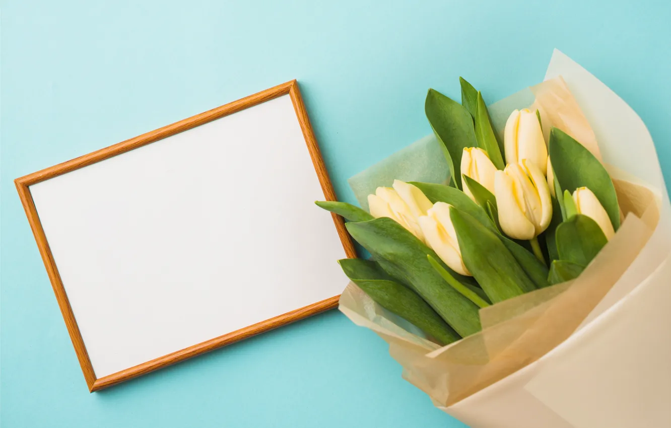 Wallpaper flowers, bouquet, frame, tulips, yellow, flowers, romantic ...