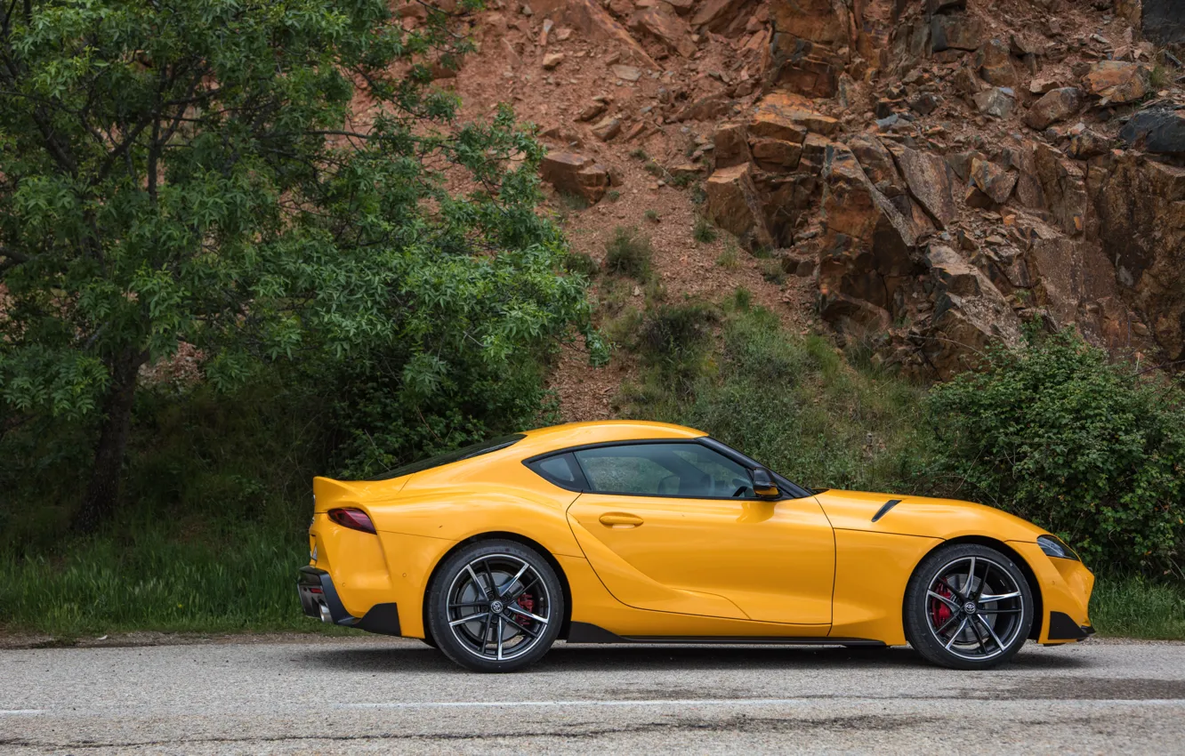 Wallpaper yellow, coupe, Toyota, Supra, the fifth generation, in ...