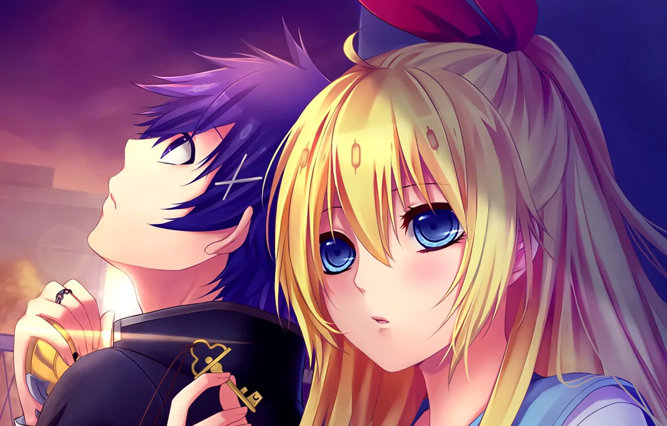 Wallpaper girl, art, pair, guy, two, nisekoi, Feigned love for mobile ...