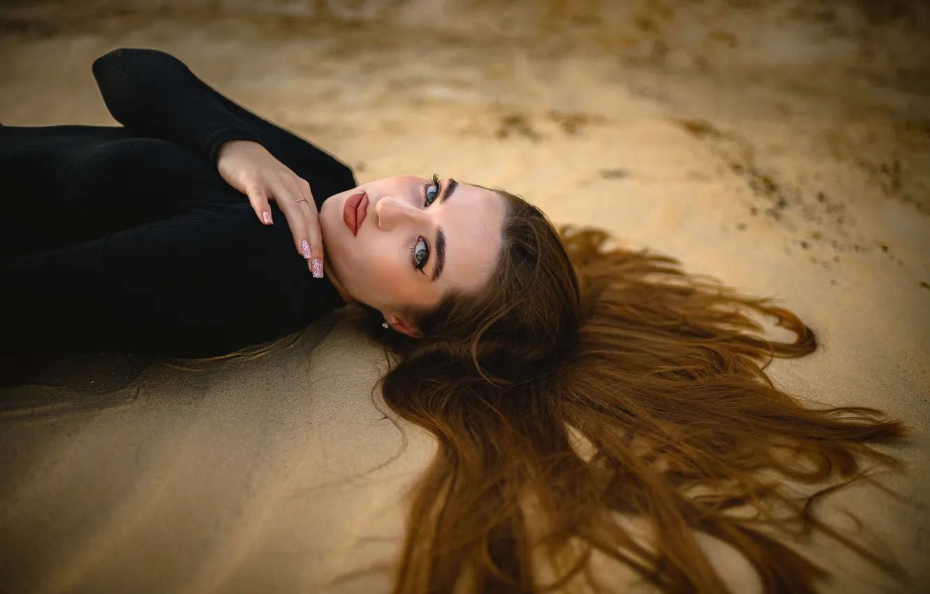 Wallpaper sand, look, girl, face, pose, long hair, Alexander Parkhomenko, Sofia Babenko for ...