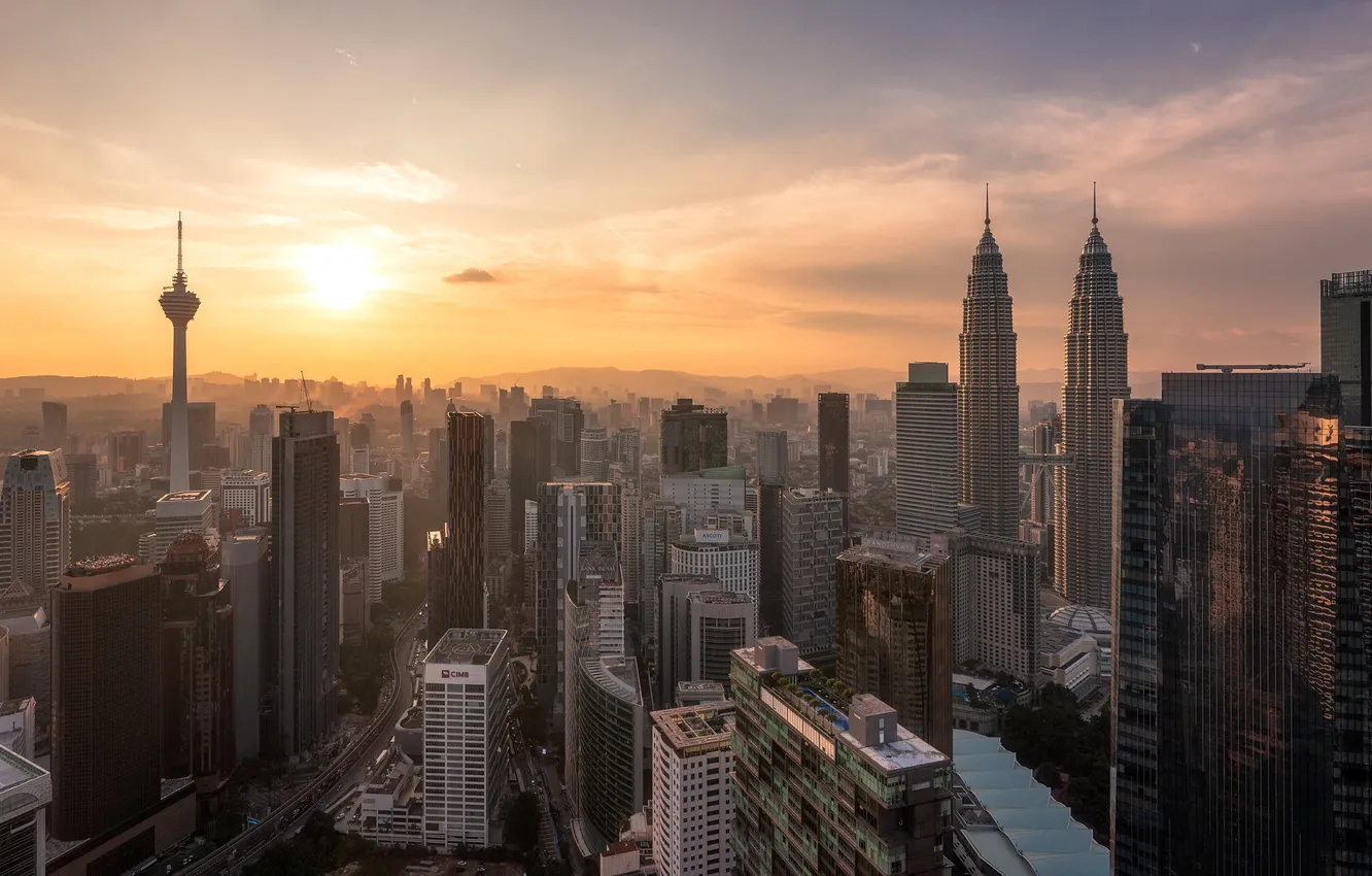 Wallpaper sunset, Kuala Lumpur, Malaysia for mobile and desktop ...