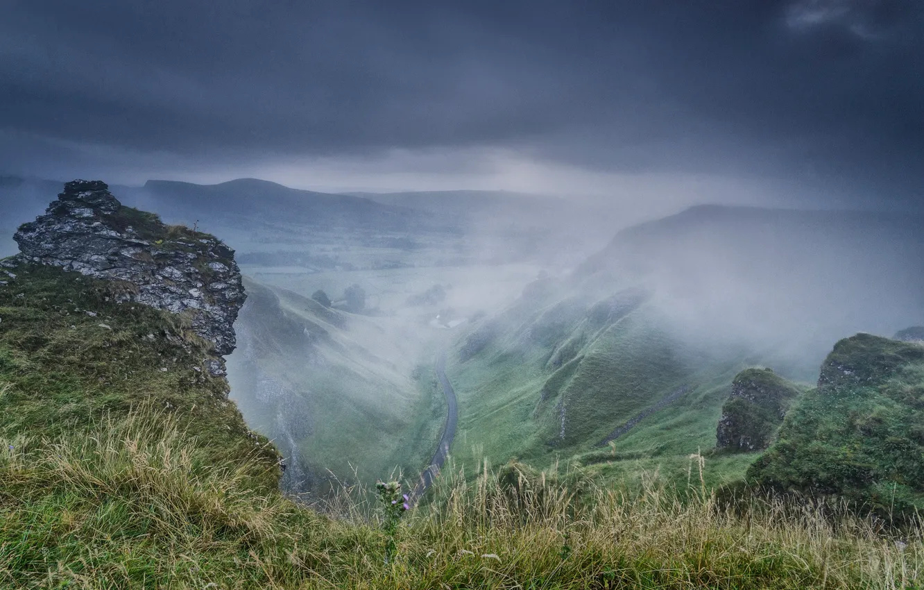 Wallpaper mountains, fog, stones, rocks, England, valley for mobile and ...