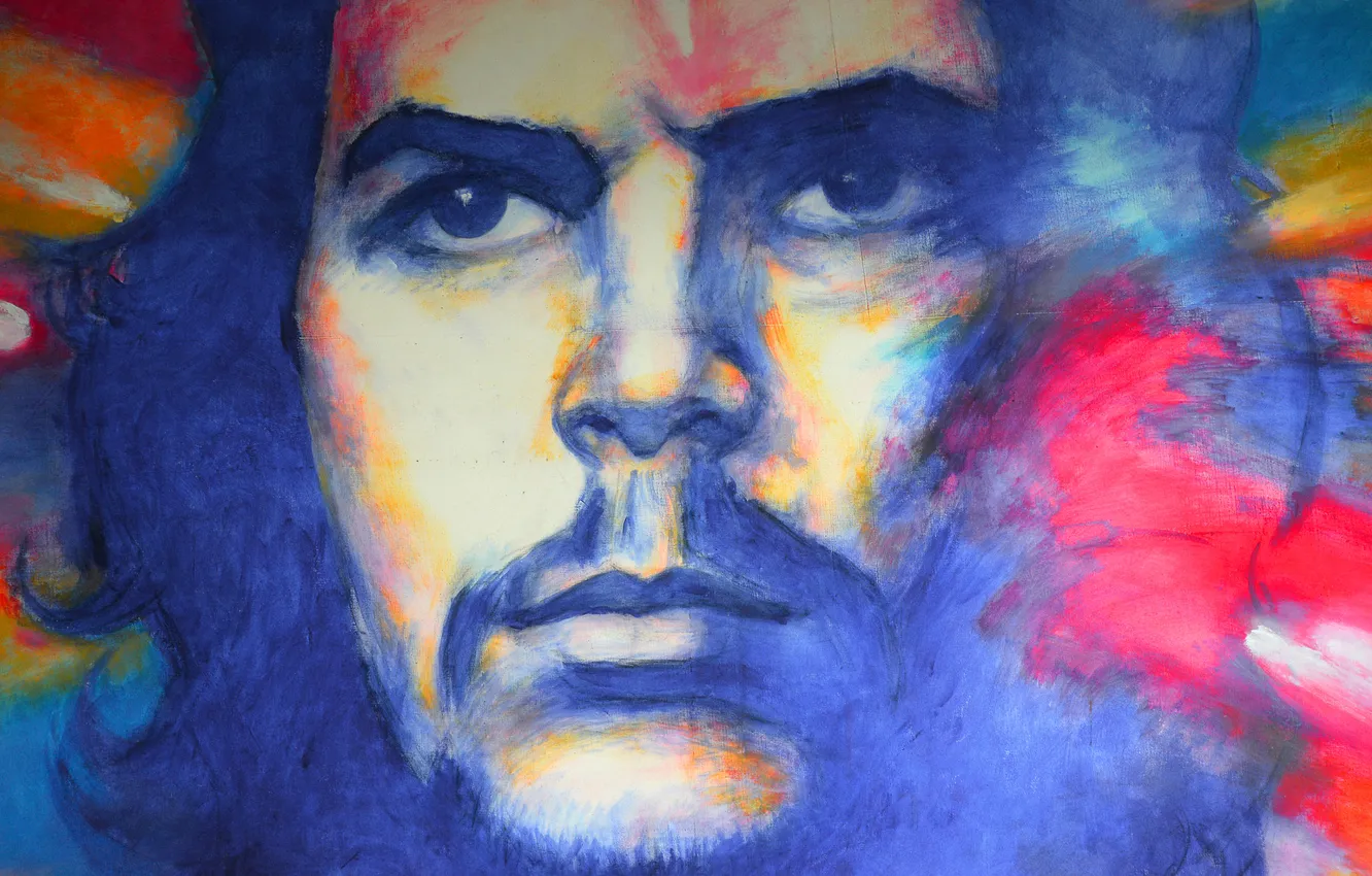Wallpaper look, face, portrait, picture, male, painting, Che Guevara ...