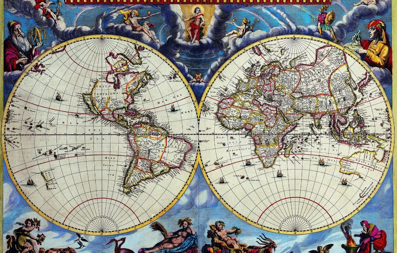Wallpaper figure, map, continents, hemisphere for mobile and desktop ...