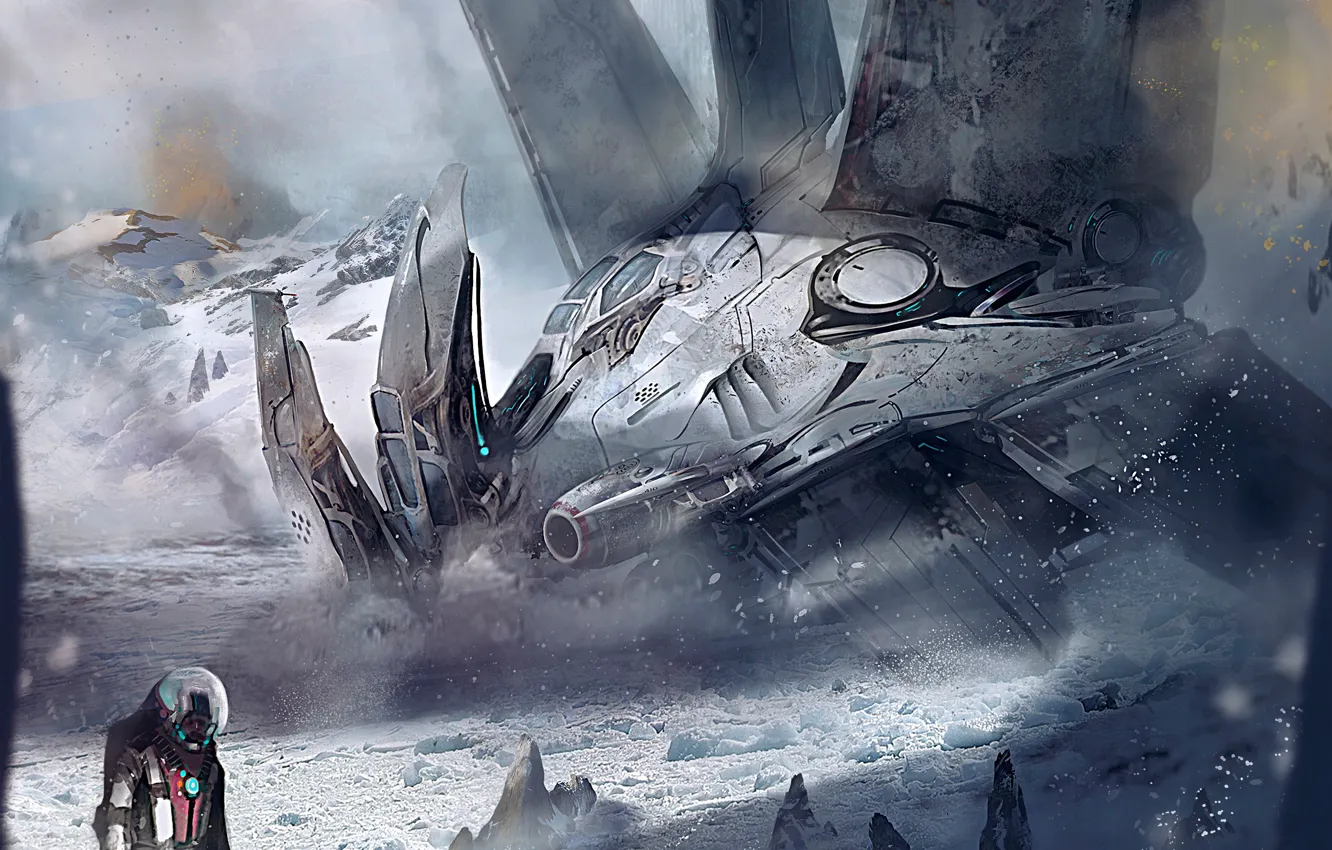 Wallpaper snow, wolf, astronaut, aircraft, navy-down for mobile and ...