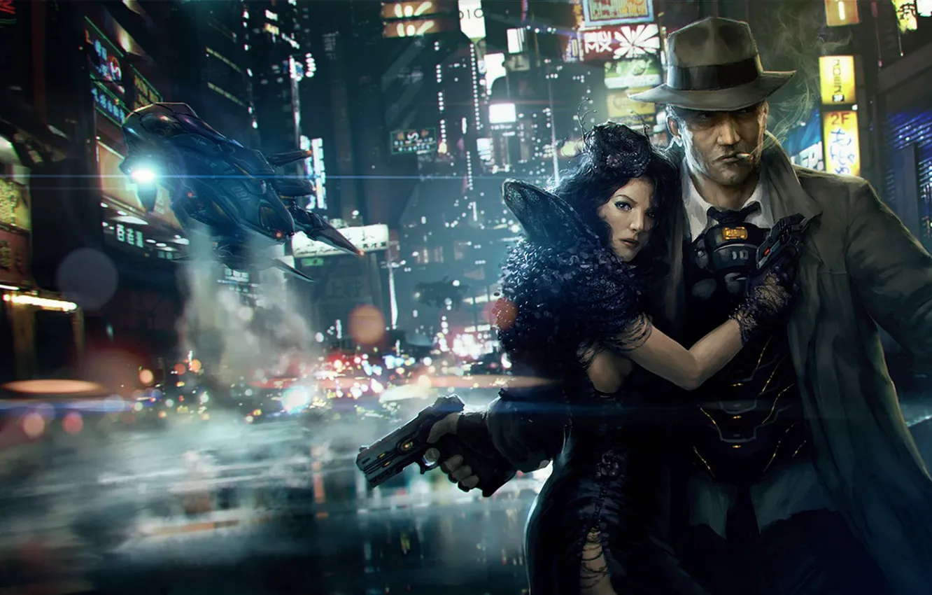 Wallpaper lights, cyberpunk, Noir, detective, femme fatale images for ...