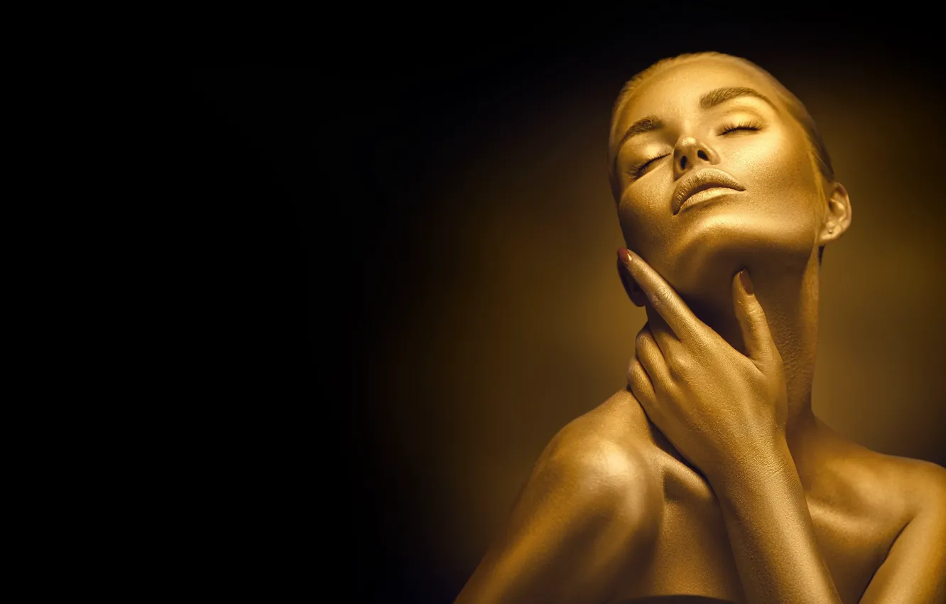 Wallpaper girl, style, portrait, makeup, gold, model, Anna Subbotina ...