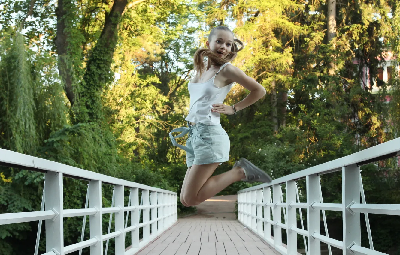 Wallpaper Joy Bridge Nature Jump Milena D For Mobile And Desktop Section настроения