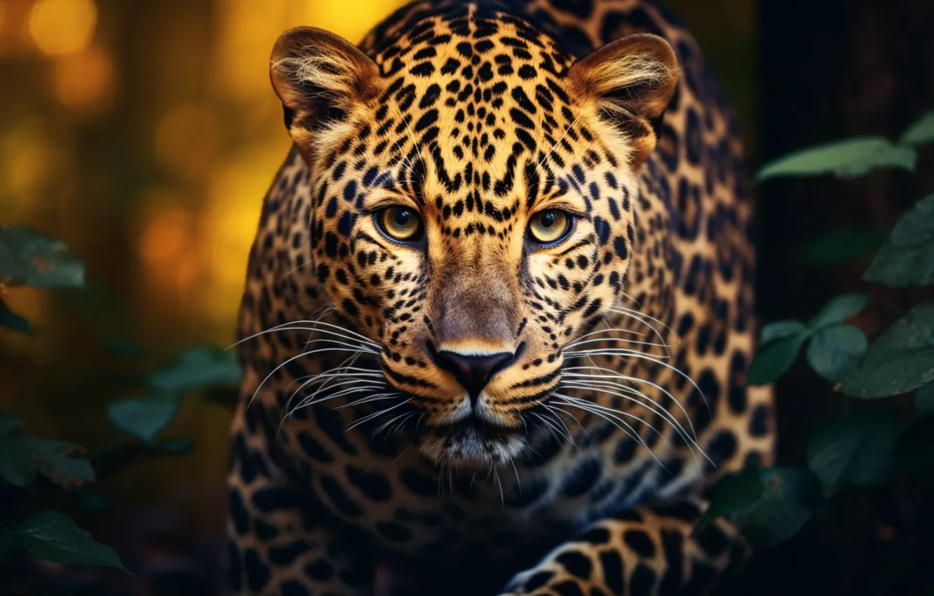 Wallpaper look, face, nature, pose, leopard, AI art, neural network for ...