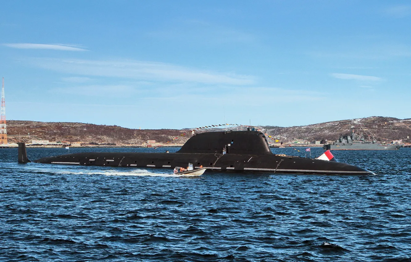 Wallpaper sea, submarine, project 885, "ash" images for desktop ...