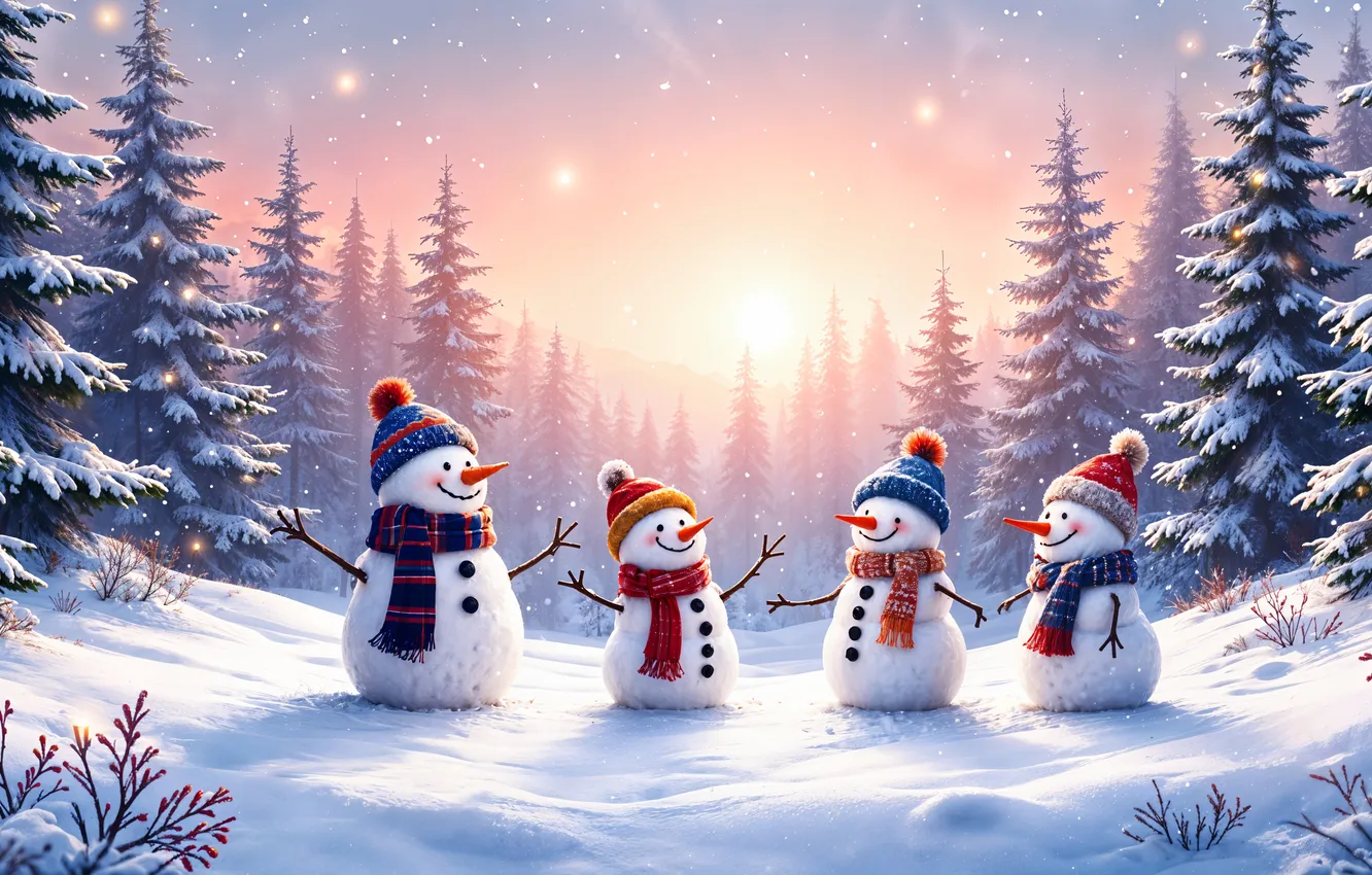 Wallpaper winter, snow, decoration, Christmas, New year, snowman, happy ...