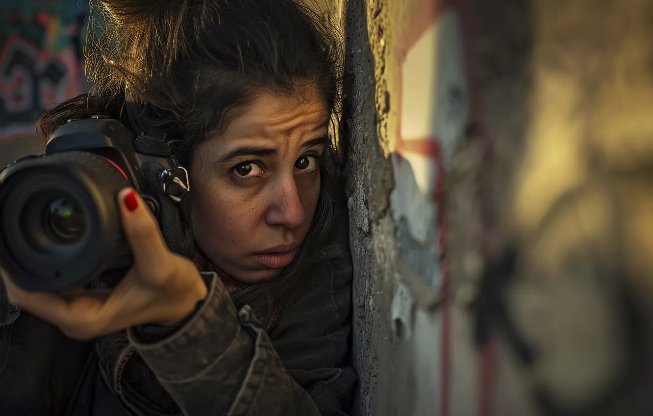 Wallpaper Girl, Look, Wall, The camera, Digital art, Photographer ...