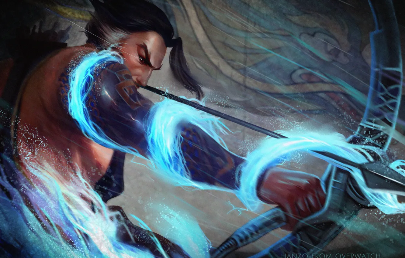 Wallpaper magic, bow, fantasy, male, Hanzo, Overwatch, Dzikawa for ...