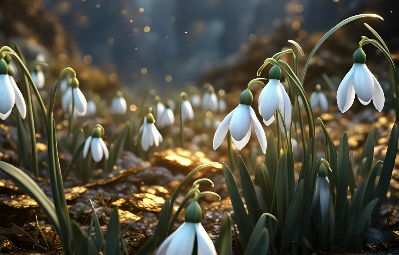 Wallpaper the sun, light, flowers, nature, glare, glade, spring ...