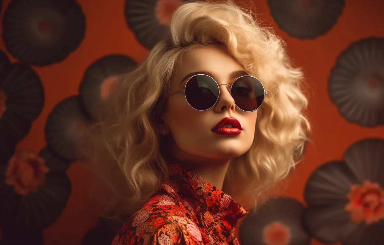 Wallpaper look, girl, flowers, face, pose, portrait, makeup, glasses ...