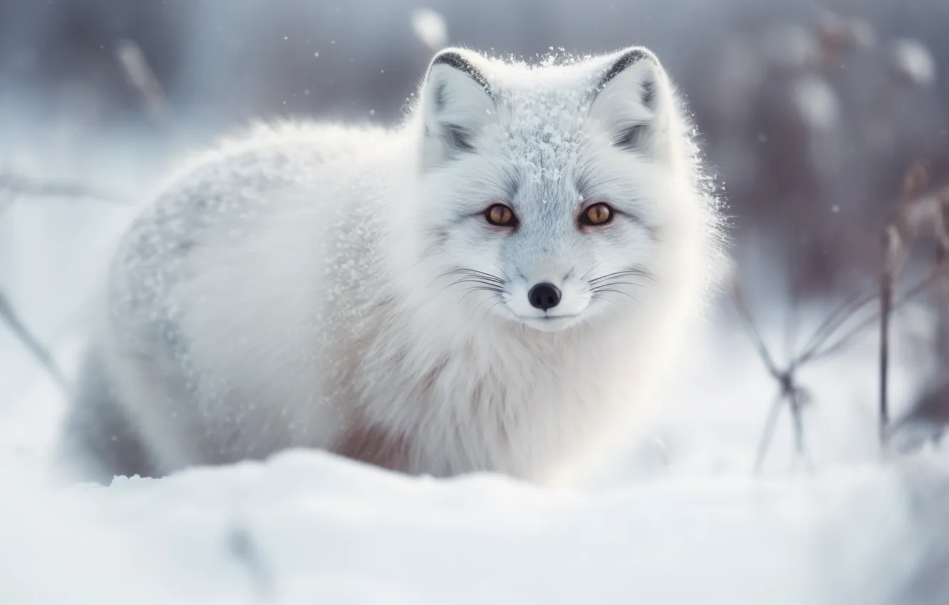 Wallpaper winter, snow, branches, nature, portrait, the snow, face, Fox ...
