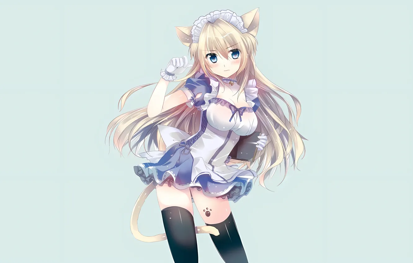 Wallpaper Girl Sexy Cleavage Thighhighs Long Hair Dress Boobs 1444