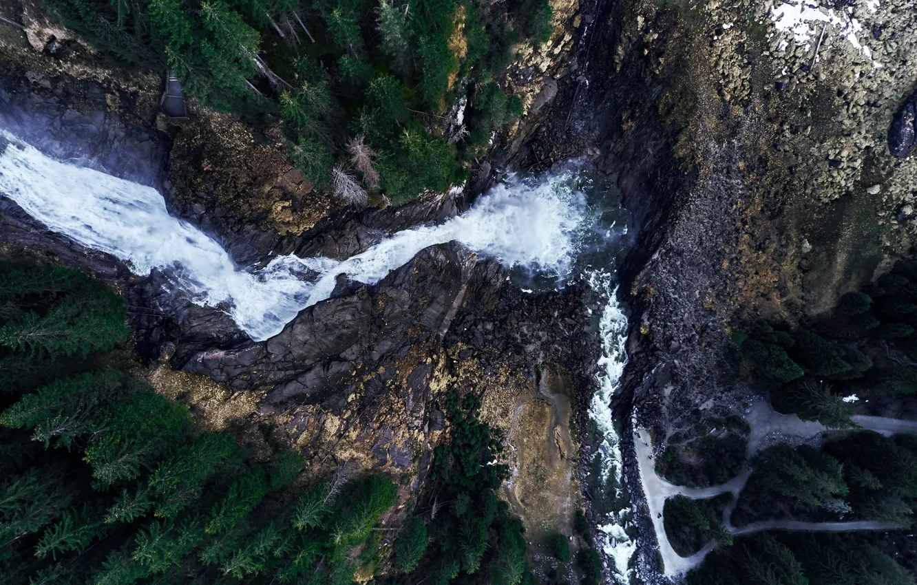 Wallpaper open, rocks, waterfall, stream, the view from the top for ...