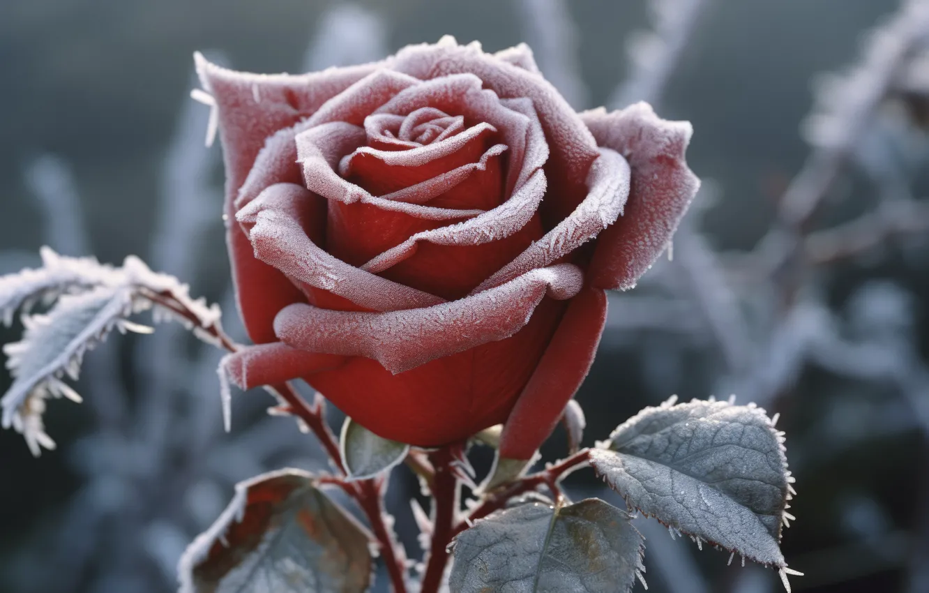 Wallpaper winter, flower, snow, rose, frost, rose, flower, beautiful ...