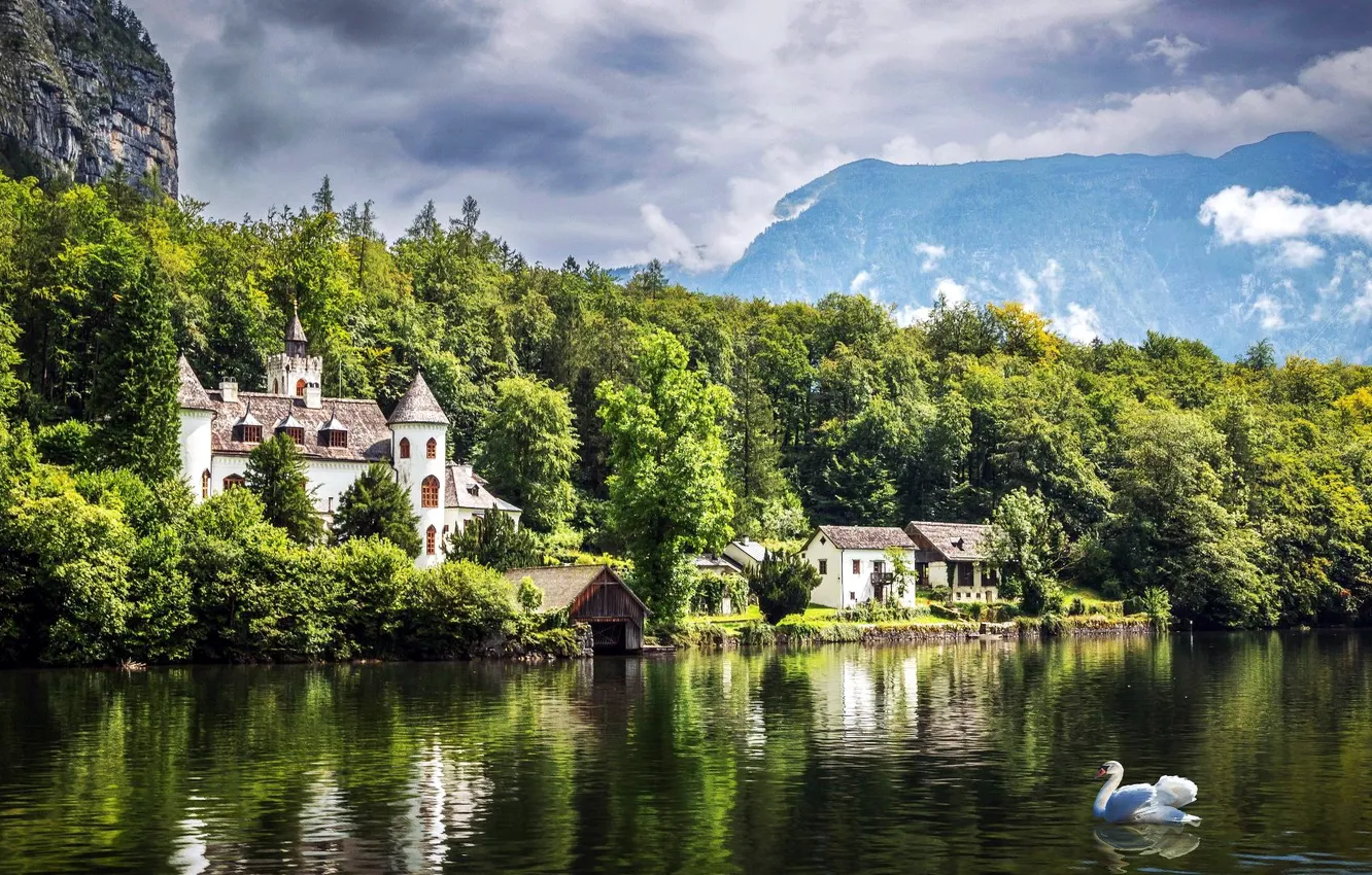 Wallpaper forest, mountains, nature, lake, castle, beauty, Austria ...
