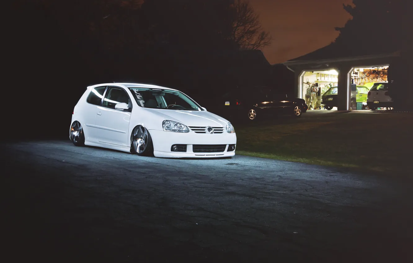 Wallpaper white, night, white, Golf, golf, Volkswagen, Volksvagen, mk5 ...