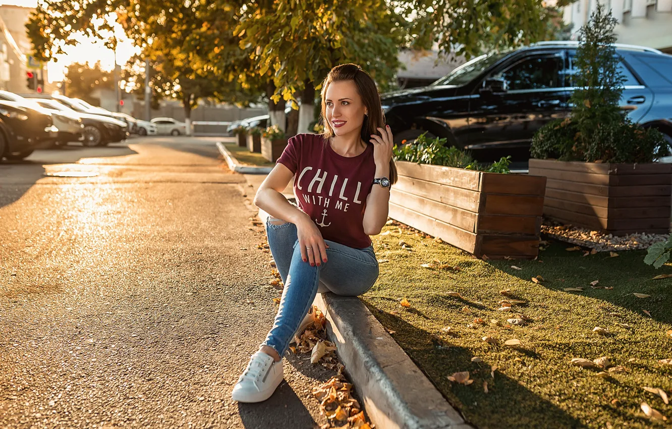 Wallpaper sexy, park, brunette, A Diakov George for mobile and desktop, section девушки ...