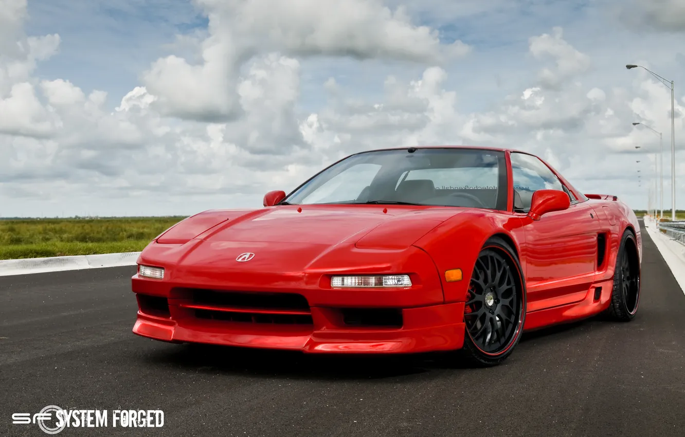 Wallpaper red, red, the front part, Acura, Acura, NSX, sf system forged ...