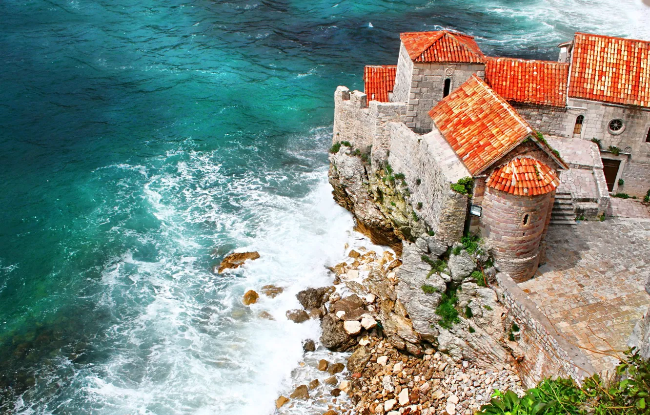 Wallpaper sea, the city, top, Adriatica, Montenegro, Jadran, Budva for ...