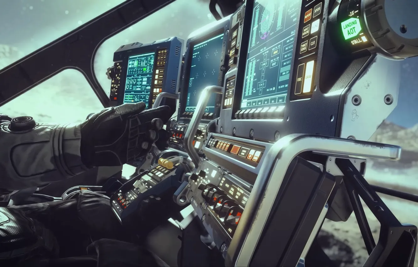 Wallpaper ship, devices, button, cabin, monitor, Starfield for mobile ...