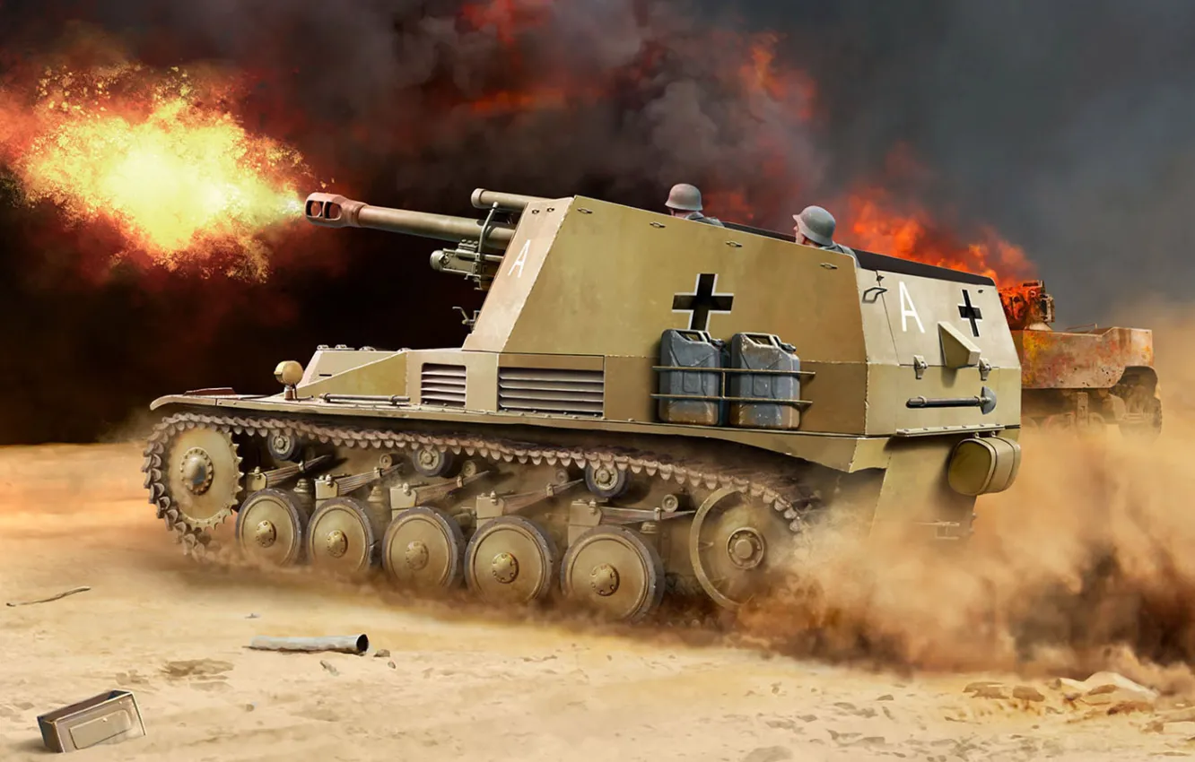 Wallpaper SAU, Wespe, German self-propelled artillery, light weight ...