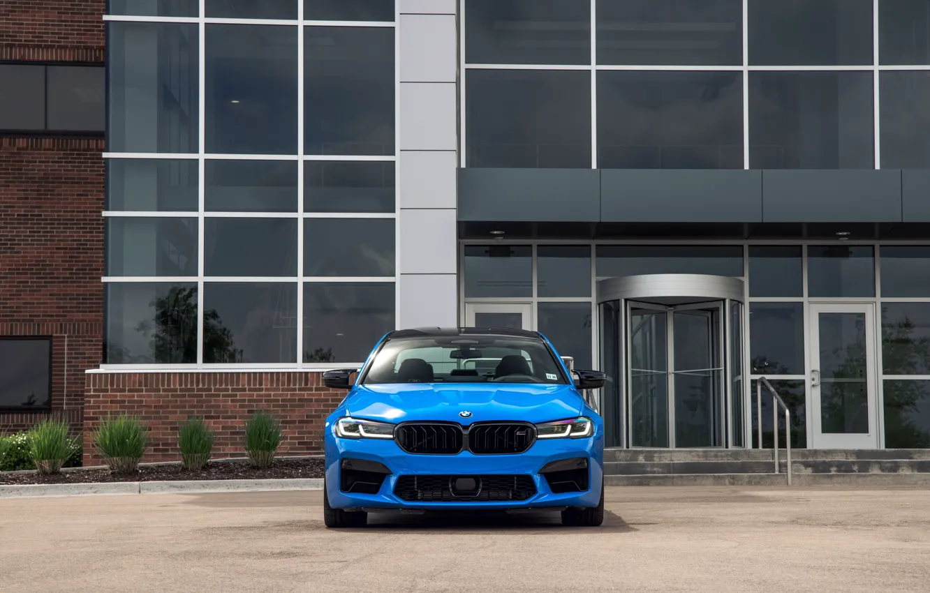 Wallpaper Blue, F90, M5 Competition, Daytime Running Lights, Front view ...