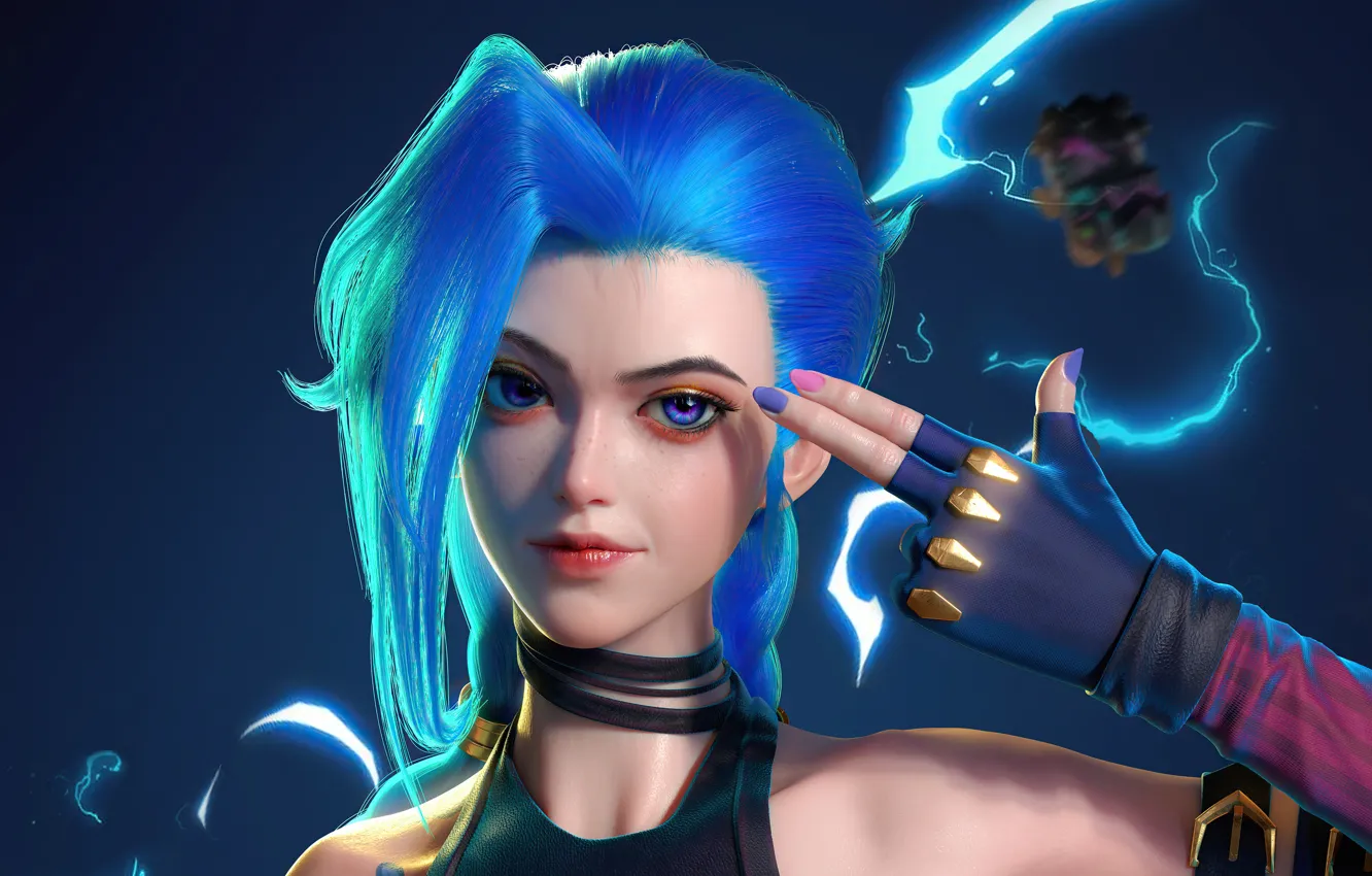 Wallpaper Art, League of Legends, LoL, Face, Fanart, Jinx for mobile ...