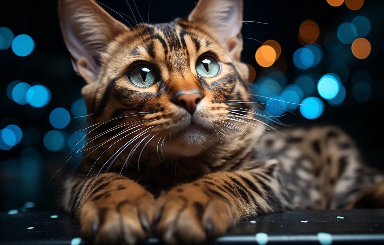 Wallpaper cat, cat, look, new year, Christmas, face, AI art, neural ...