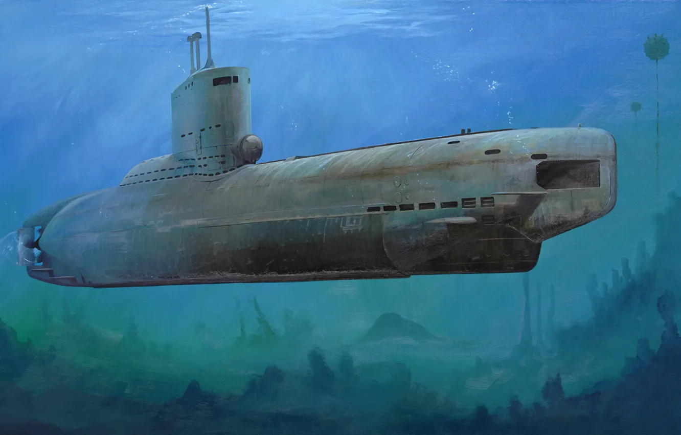 Wallpaper war, art, painting, ww2, submarine, U-Boot-class XXIII for ...
