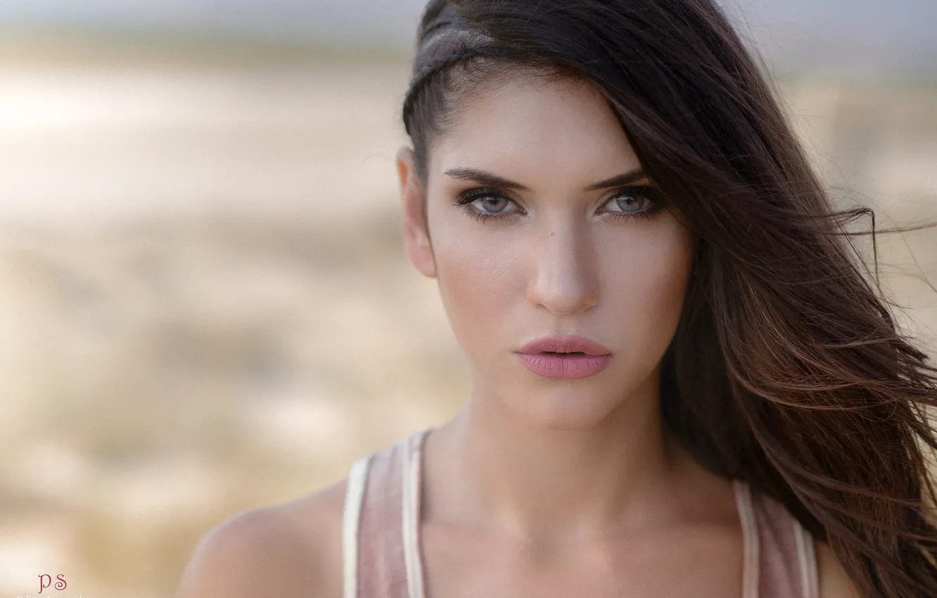 Wallpaper look, model, portrait, makeup, brunette, hairstyle, bokeh ...