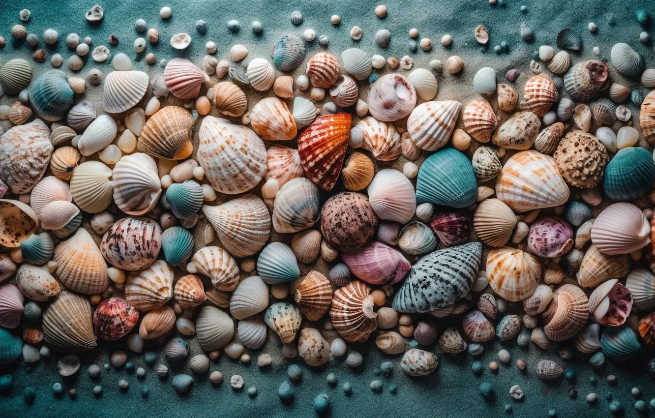 Wallpaper sink, shell, a lot, collection, shellfish, digital art, AI ...