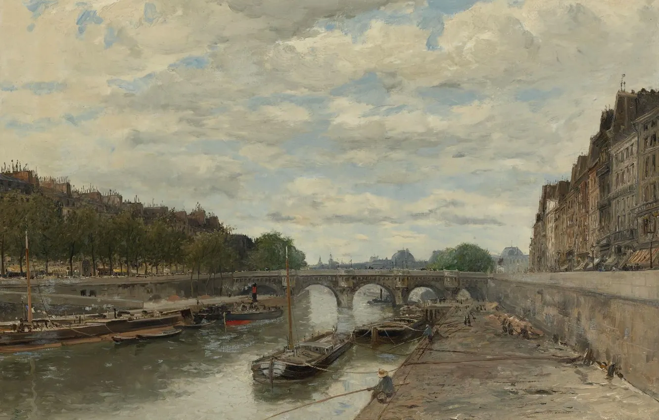 Wallpaper bridge, river, picture, the urban landscape, Frank Boggs ...