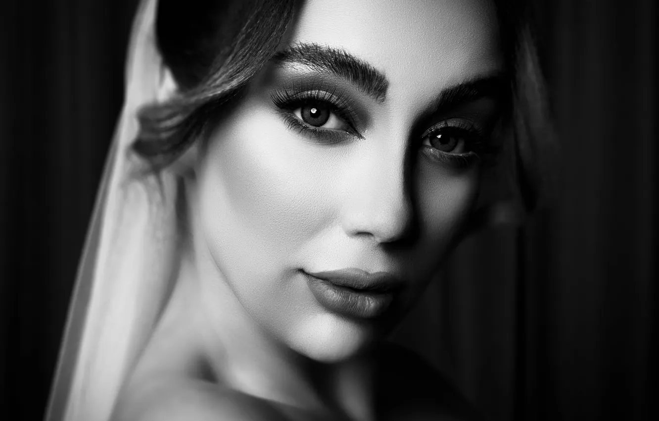 Wallpaper portrait, black and white, Reza Mohammadi, Shakiba for mobile and desktop, section ...