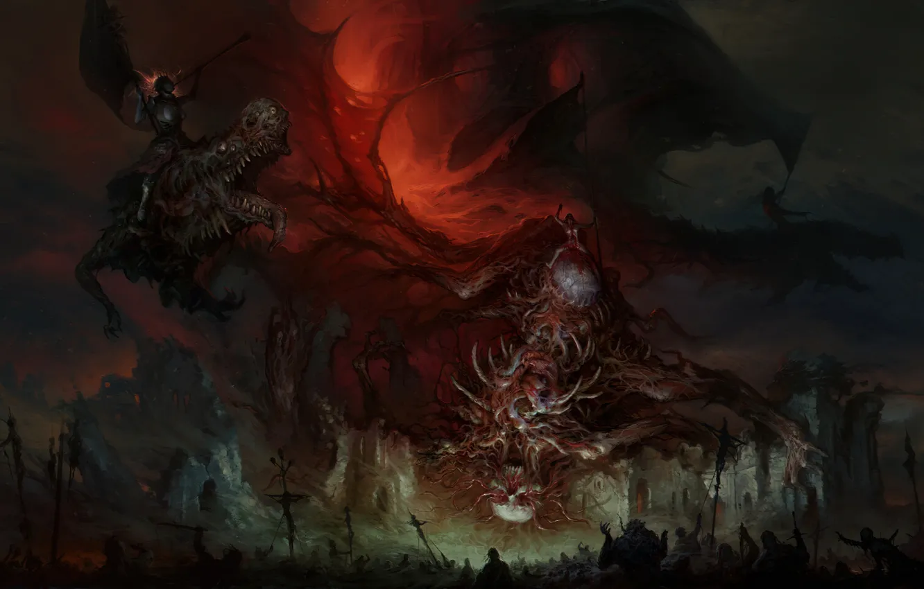 Wallpaper style, Hell, fantasy, Monsters, Cover Art, The Art Of Demura ...