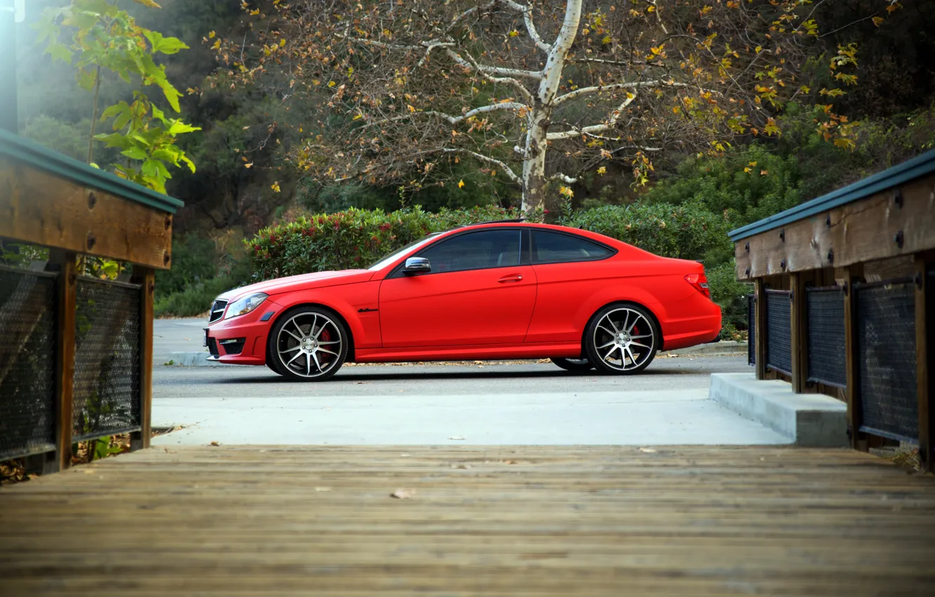 Wallpaper red, wheels, side, Mercedes Benz, AMG, C63 images for desktop ...