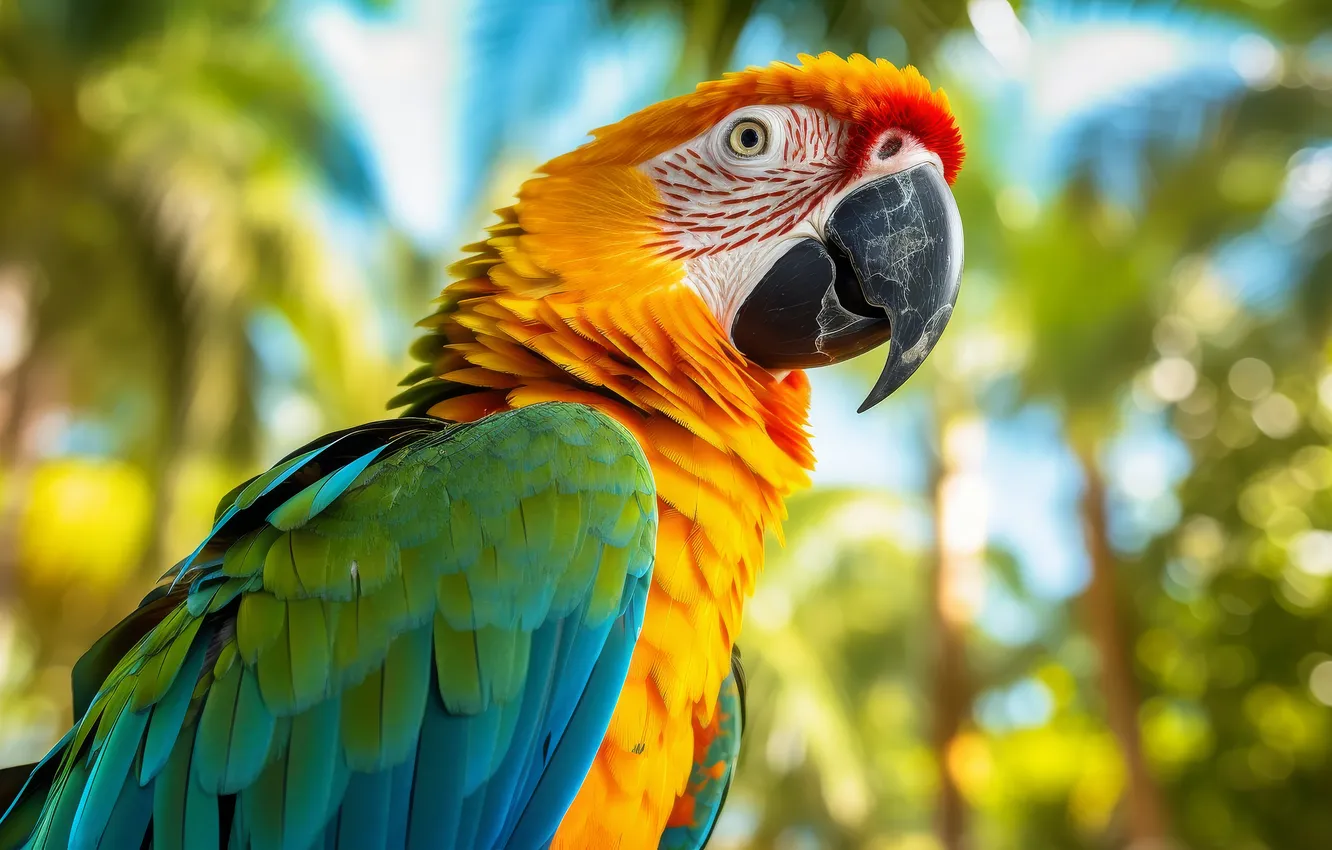 Wallpaper look, nature, bird, portrait, parrot, Ara, AI art, neural ...