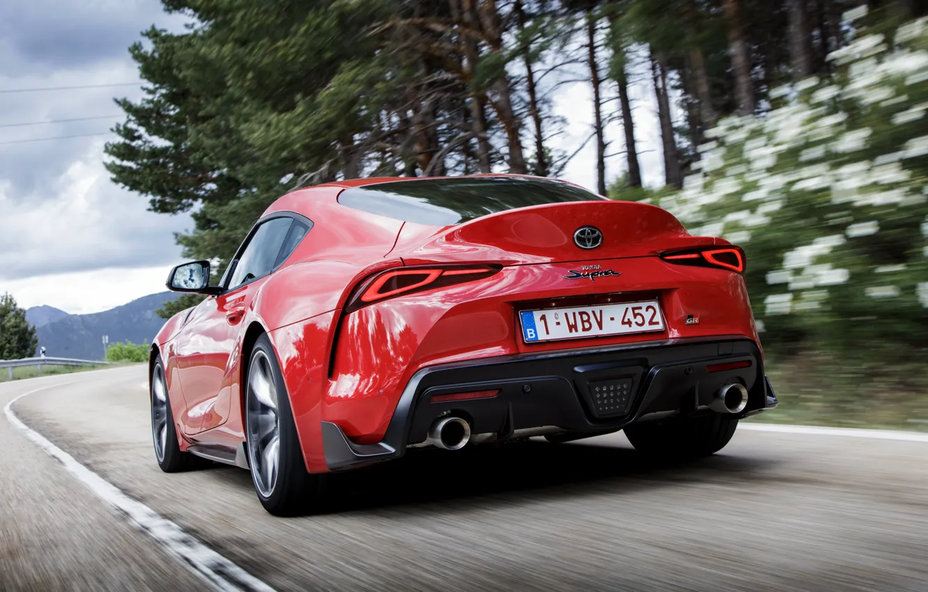 Wallpaper road, movement, coupe, Toyota, rear view, Supra, the fifth ...