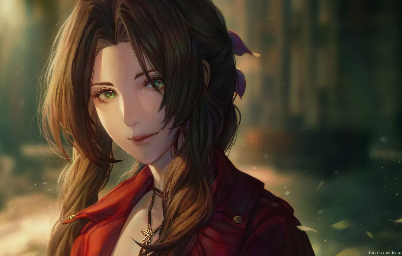 Wallpaper look, girl, green eyes, Final Fantasy VII, Aerith ...