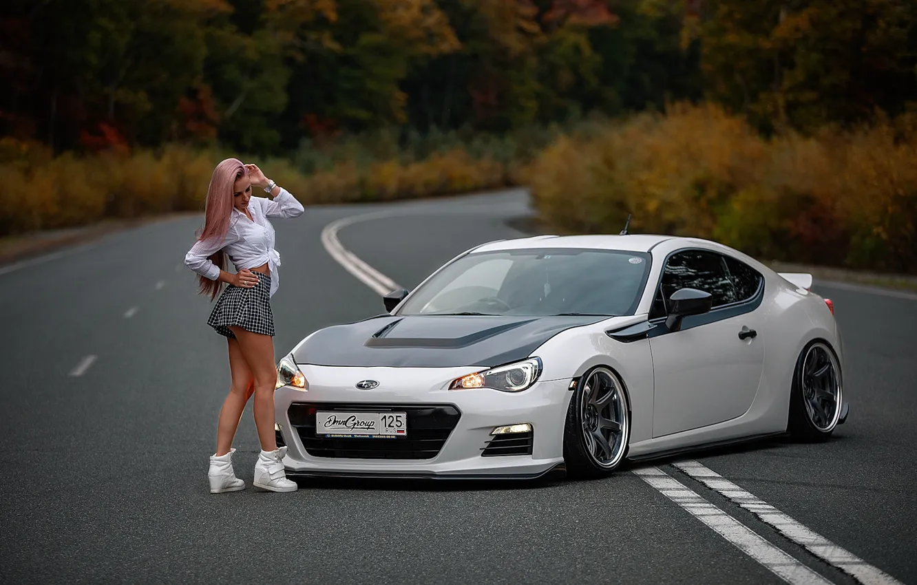 Wallpaper girl, sweetheart, model, watch, Nature, Road, Subaru, Tuning ...