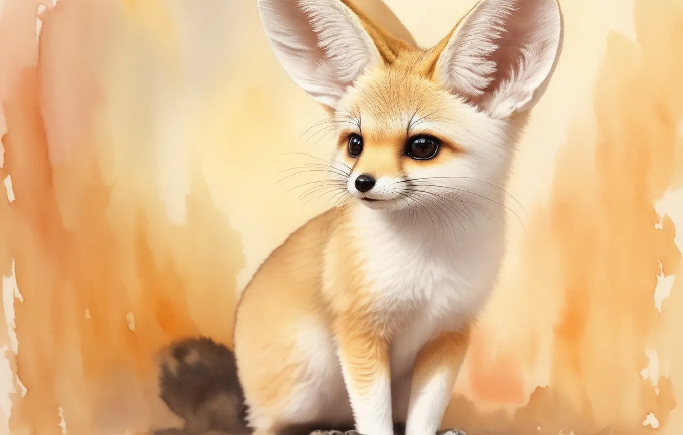 Wallpaper animal, figure, fluffy, watercolor, Fox, fox, animals, Fenech ...