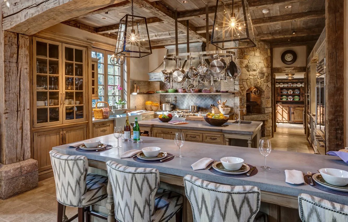 Wallpaper design, style, interior, kitchen, dining room, French ...