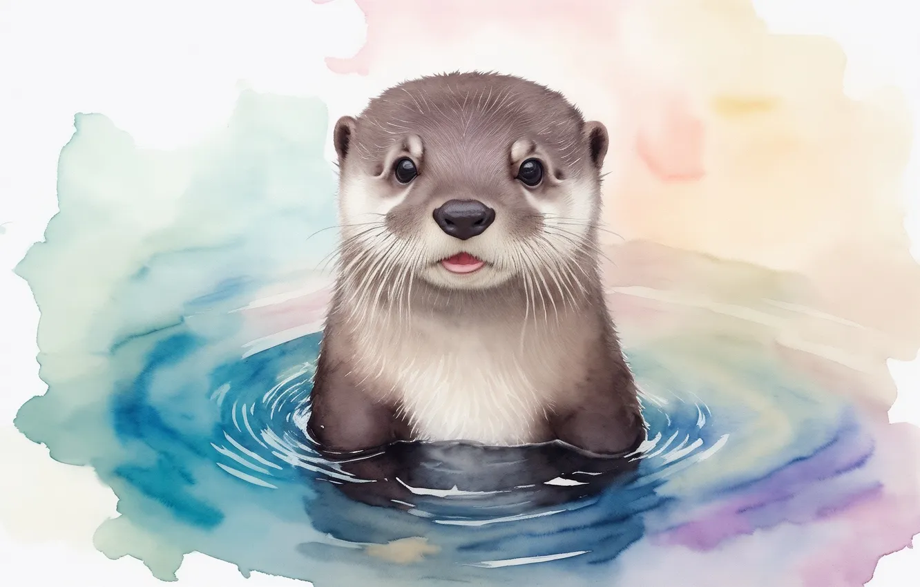 Wallpaper animal, sweetheart, figure, watercolor, animal, cute, drawing ...